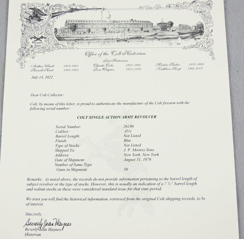 Colt S.A. Army 45, Engraved w/Colt Letter | 1898andB-4.com