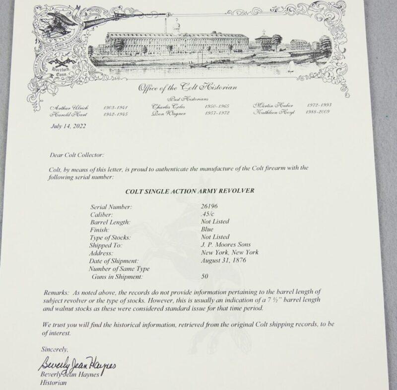 Colt S.A. Army 45, Engraved w/Colt Letter | 1898andB-4.com